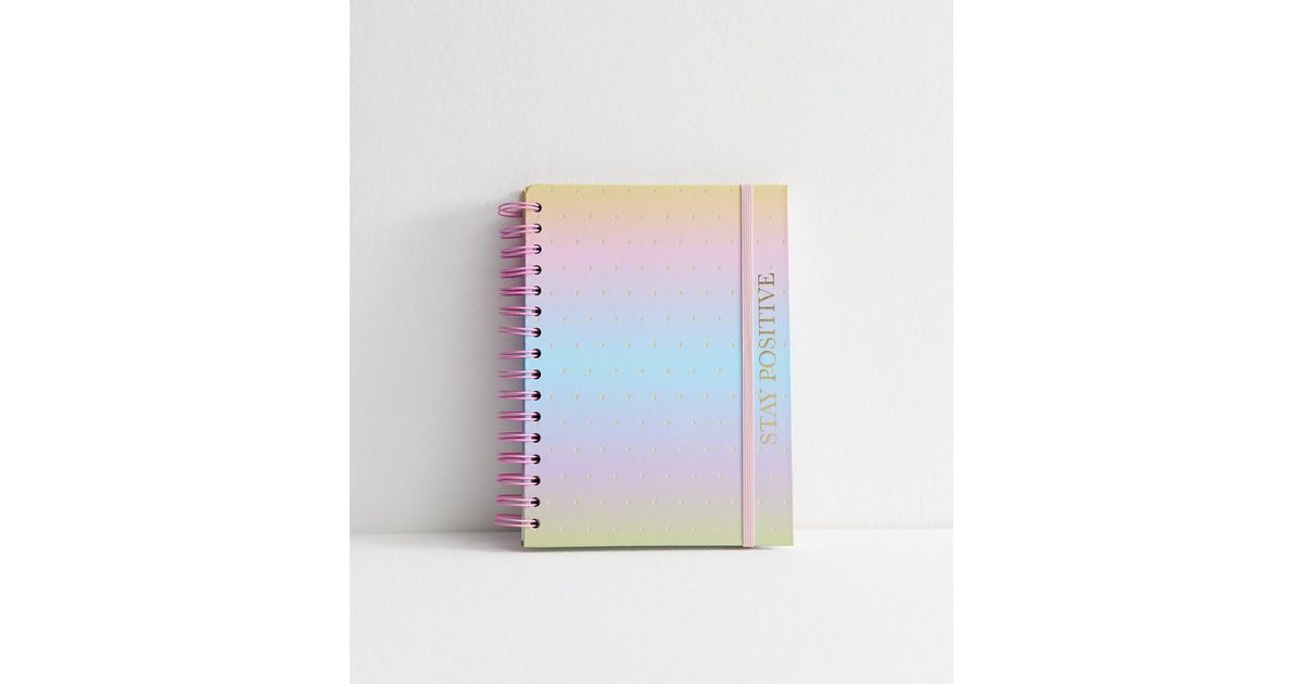 Multicoloured Ombre Stay Positive Notebook | New Look
