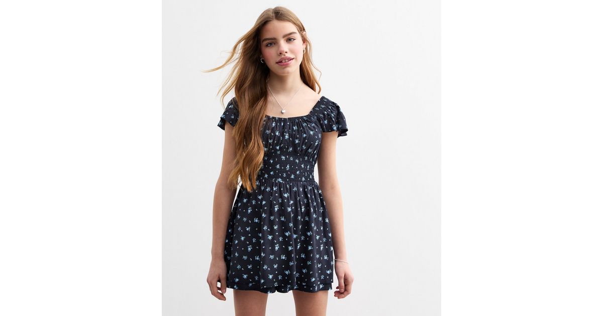 Girls Blue Ditsy Print Skort Dress | New Look