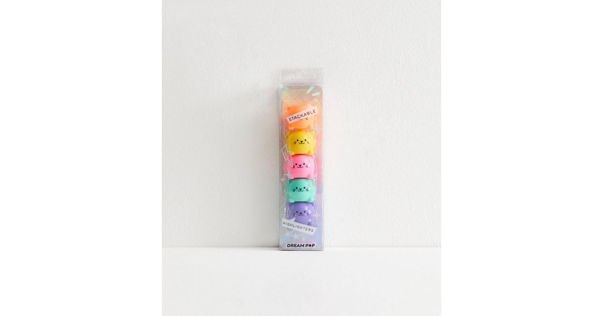 Pack Of 5 Stackable Teddy Highlighters | New Look