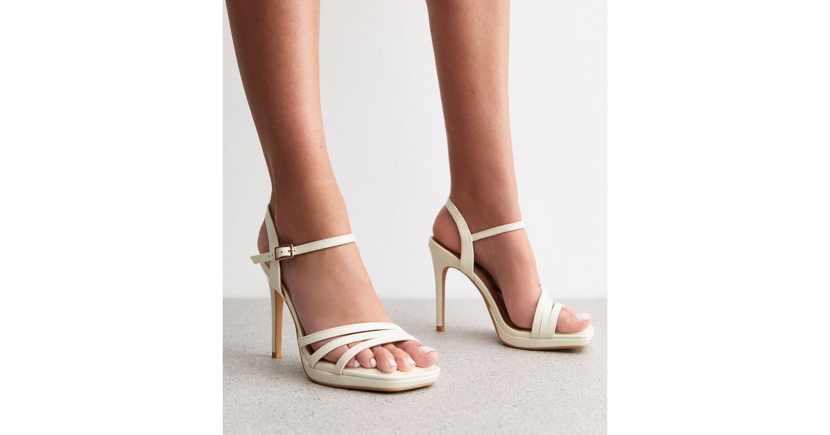 Wide Fit White Multi Strap Patent Platform Sandals | New Look