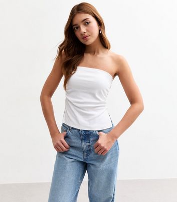 Girls White Ruched Side Bandeau | New Look