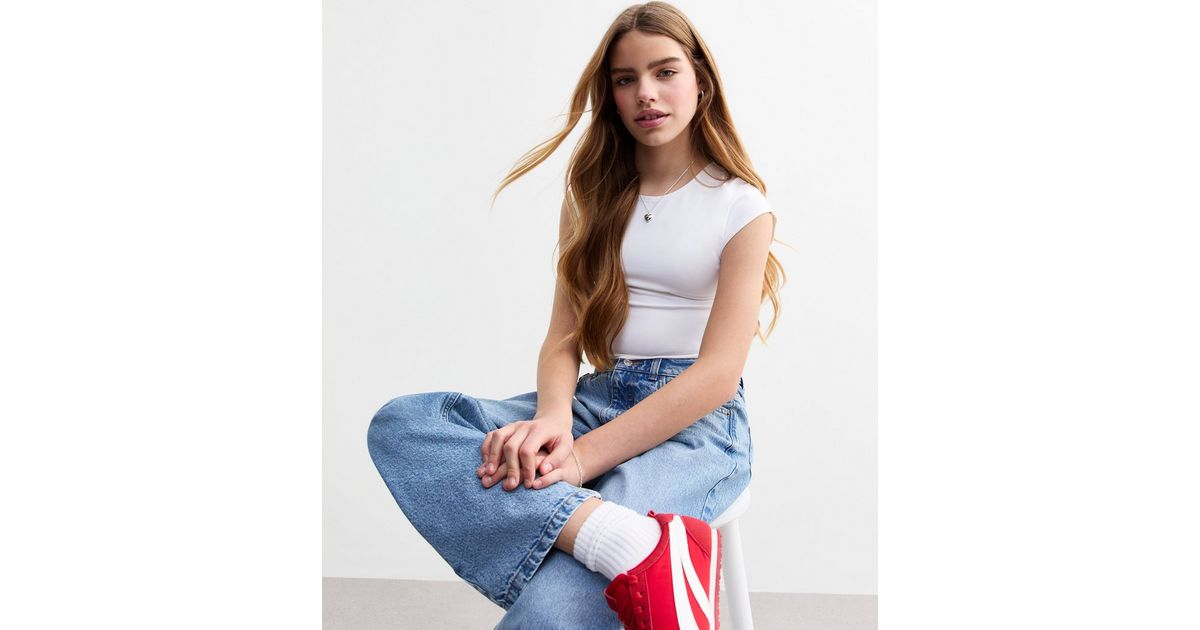Girls White Grown On Sleeve Cropped Top | New Look