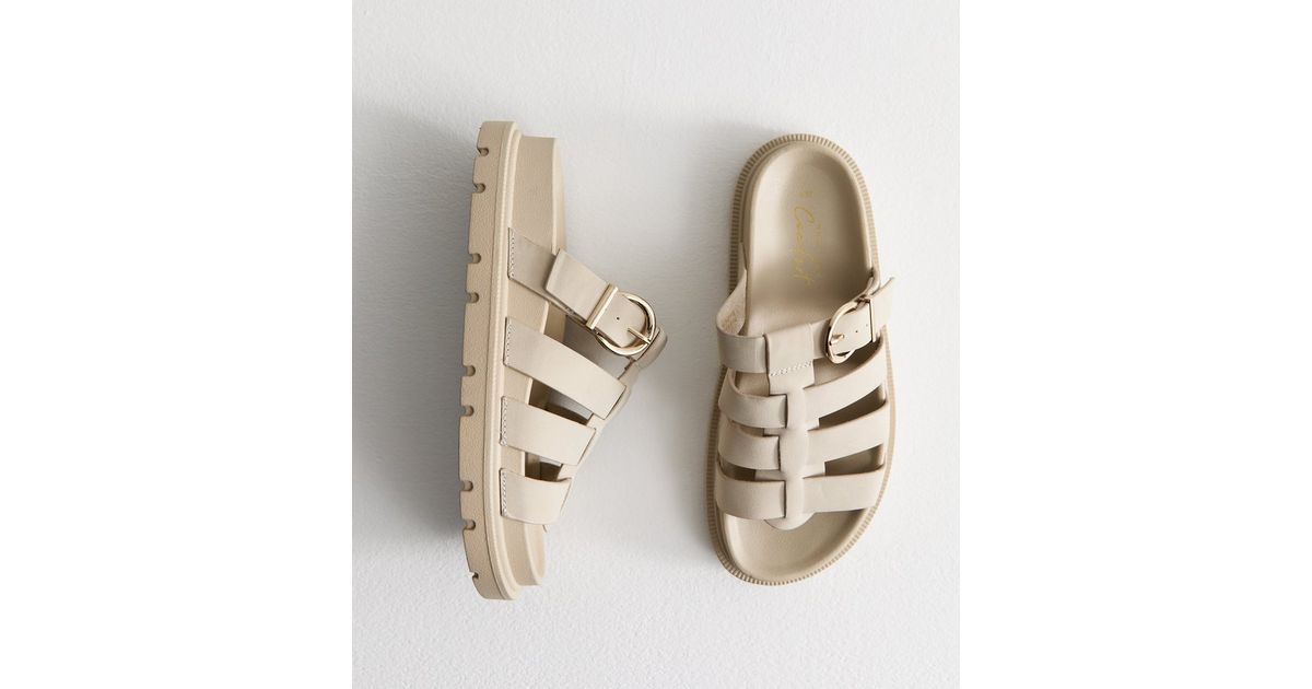 Off White Faux Suede Gladiator Mule Sandals | New Look