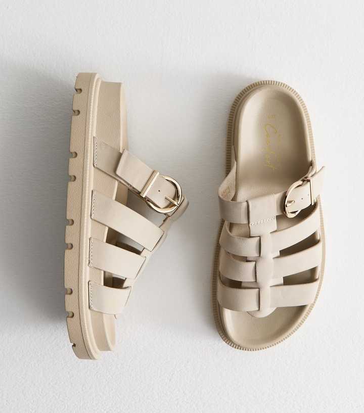 Off White Faux Suede Gladiator Mule Sandals | New Look