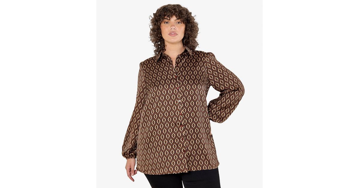 Apricot Curve Rust Satin Retro Diamond Print Shirt | New Look