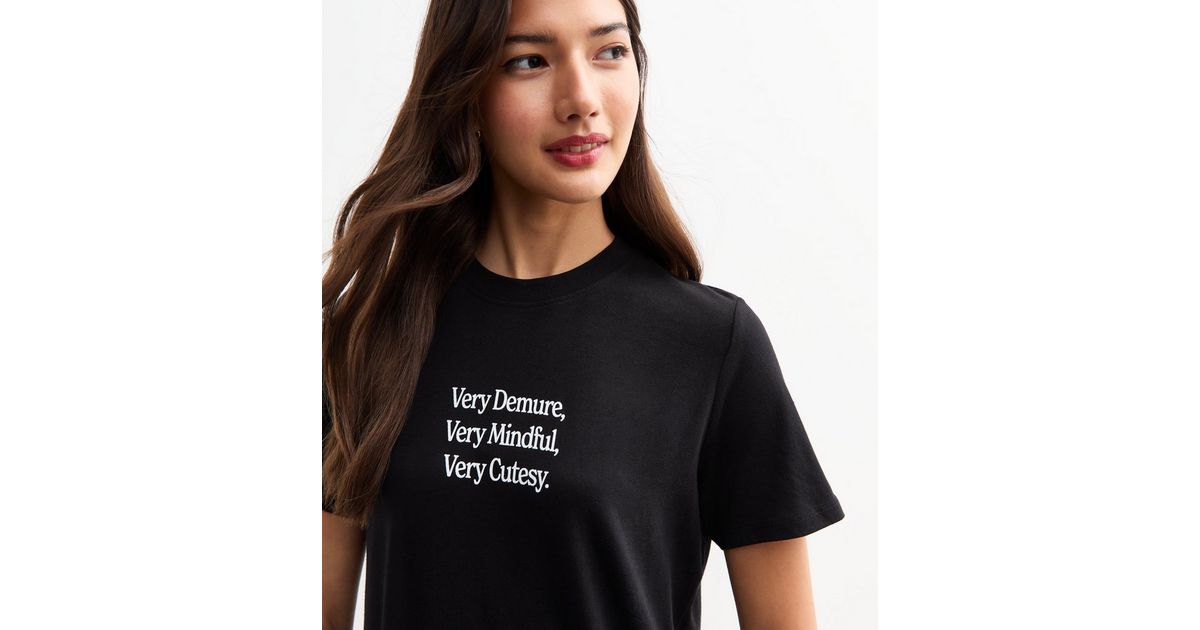 Black Very Demure Print Cotton T-Shirt | New Look