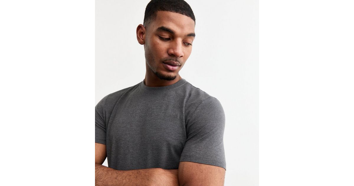 Dark Grey Muscle Fit T-Shirt | New Look