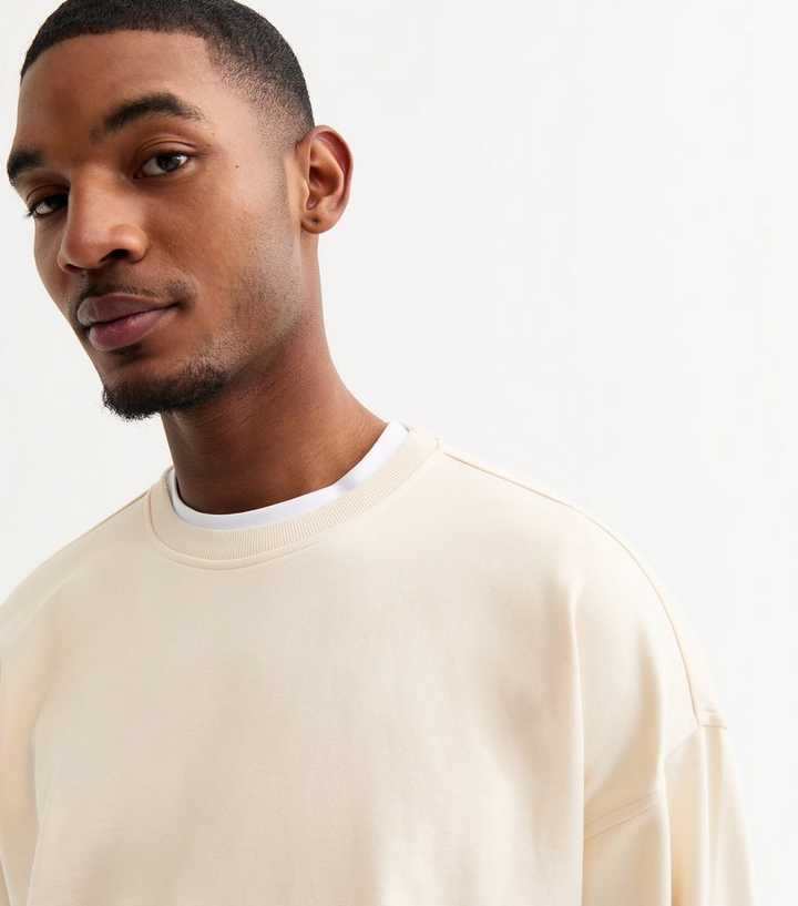 Cream Oversized Crew Neck Sweatshirt | New Look