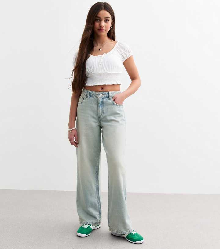 Girls Light Blue Low Rise Wide Leg Jeans | New Look
