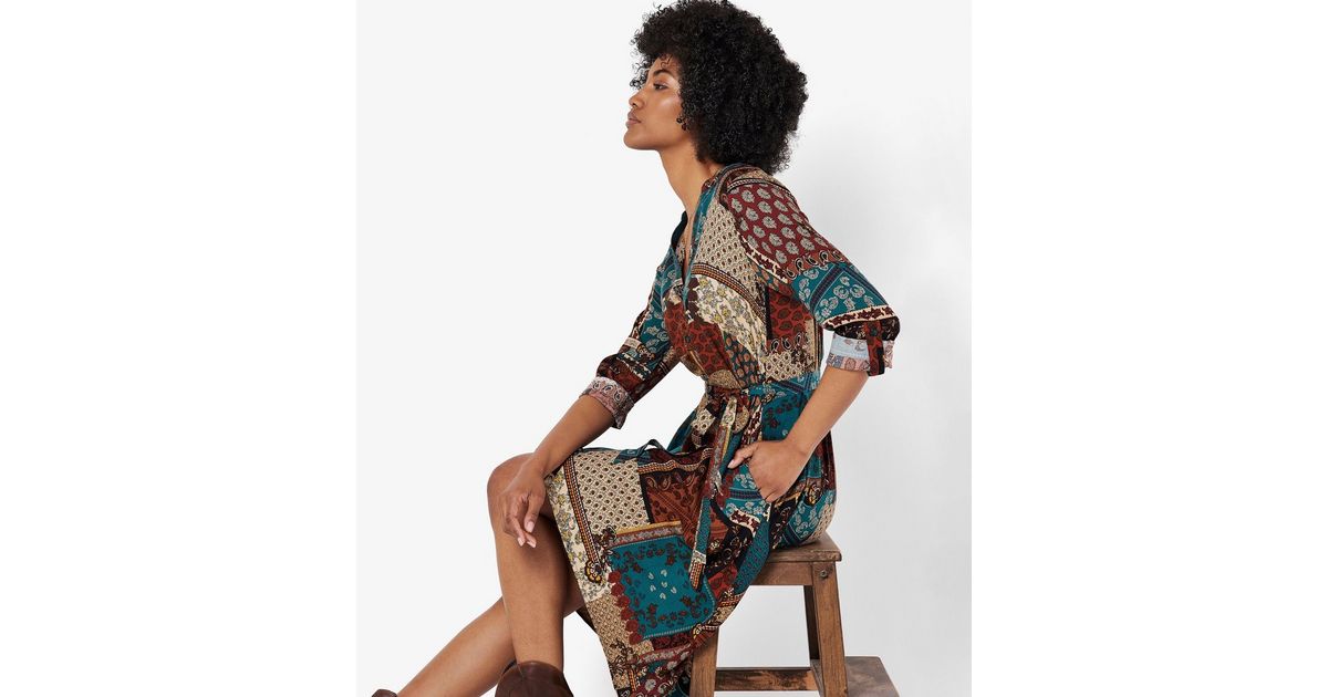 Apricot Rust Patchwork Print Shirt Dress | New Look