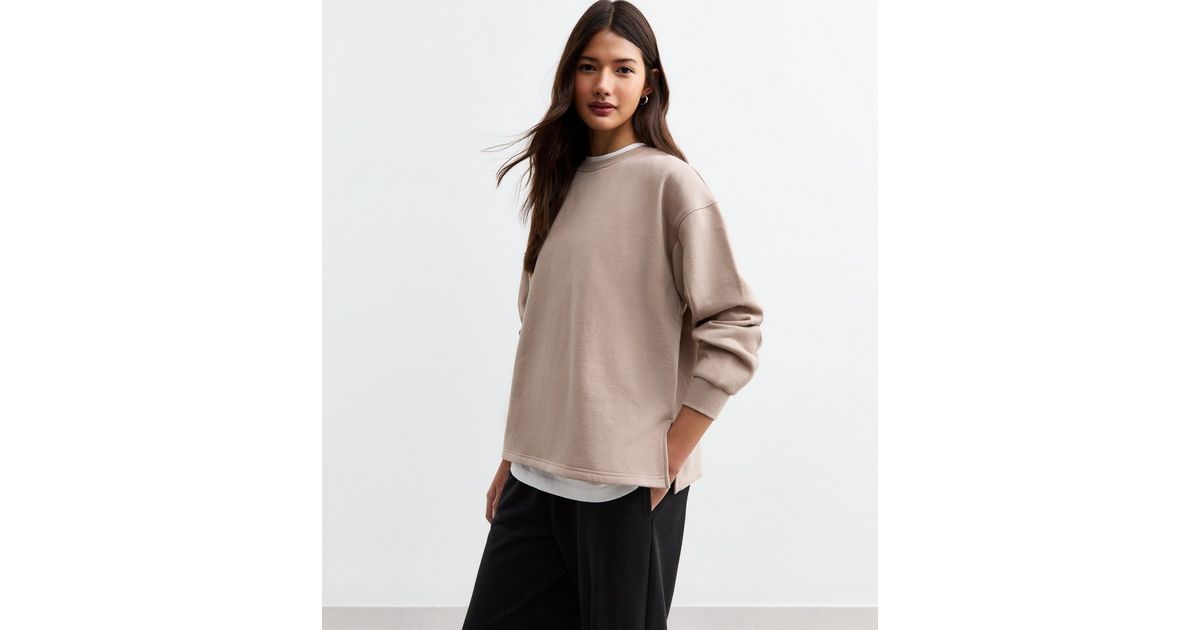 Mink Side Slit Oversized Sweatshirt | New Look