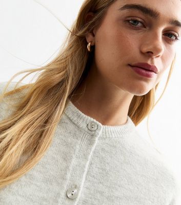 Light Grey Crew Neck Cardigan | New Look