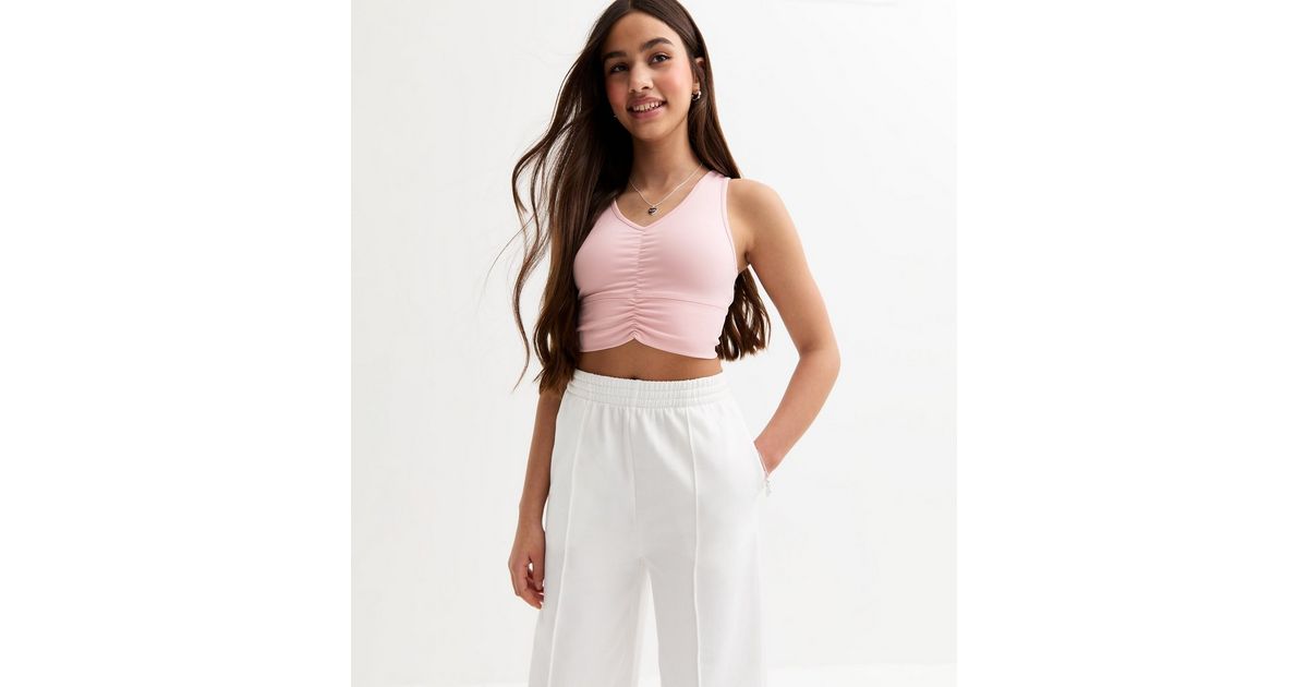Girls Pink Ruched Front Bralet Top | New Look