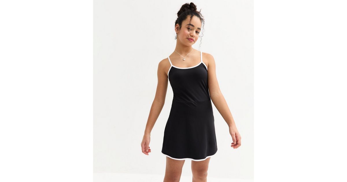 Girls Black Piped Trim Mini Dress | New Look