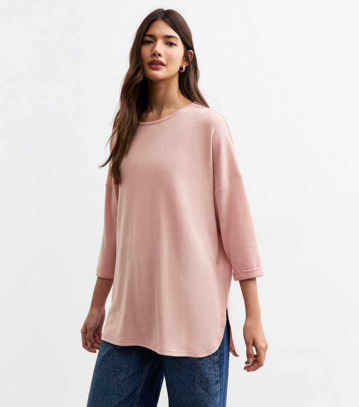 Pink Soft Touch Three Quarter Sleeve Top | New Look
