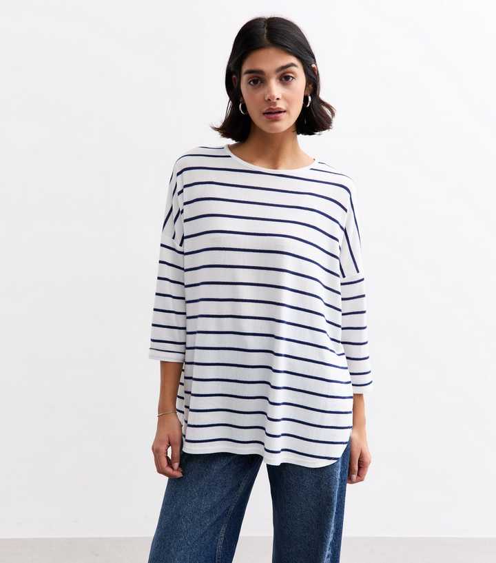 White Soft Touch Striped Top | New Look