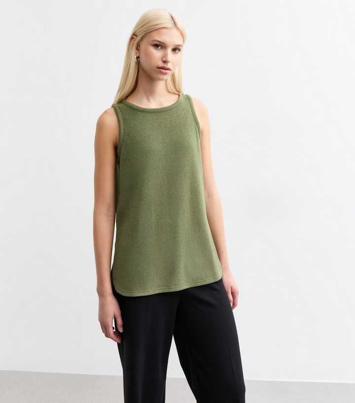 Khaki Textured Round Neck Vest | New Look