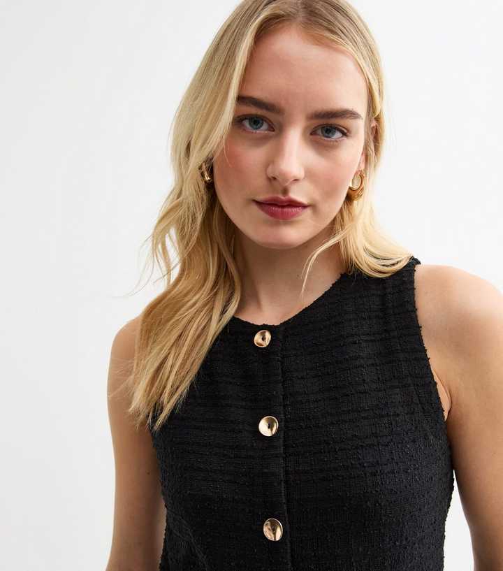 Tall Black Textured Waistcoat | New Look