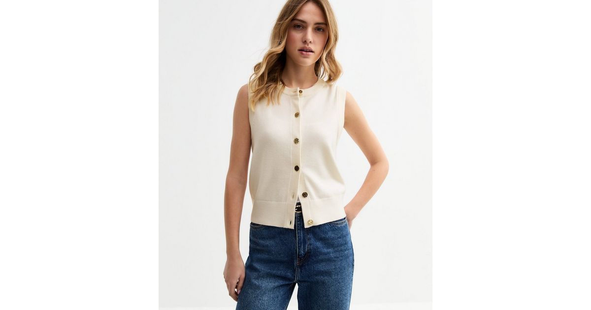 Cream Crew Neck Waistcoat | New Look