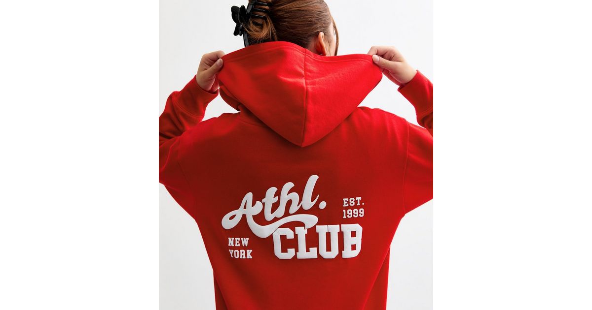 Girls Red Athl. Club Print Hoodie | New Look