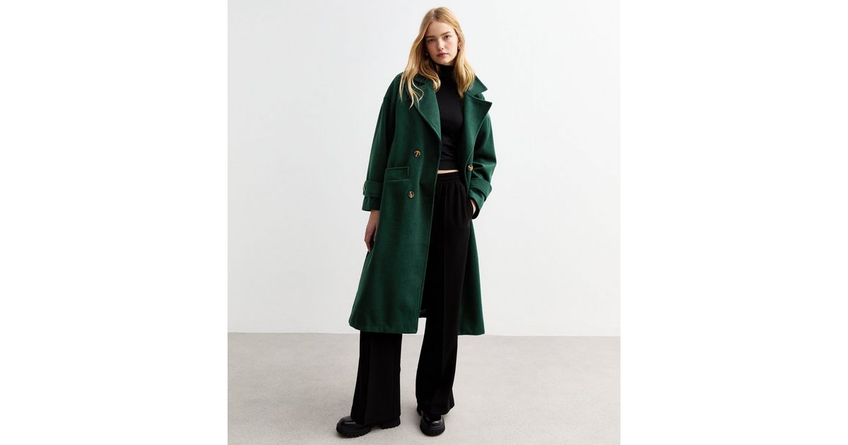 Gini London Green Long Coat | New Look