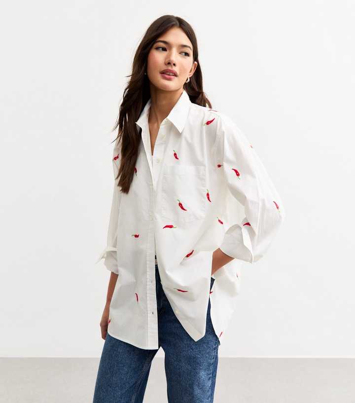 White Chilli Embroidered Shirt | New Look