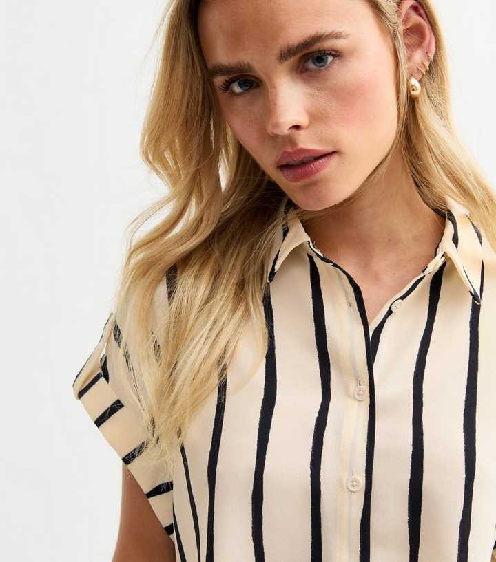 Petite Cream Striped Shirt | New Look