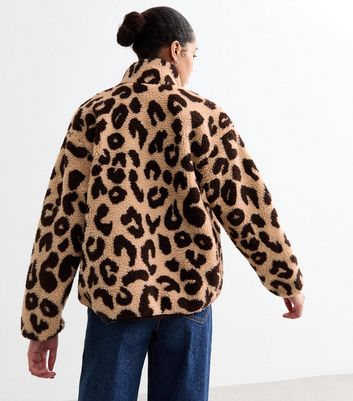 Brown Leopard Print Borg Jacket | New Look