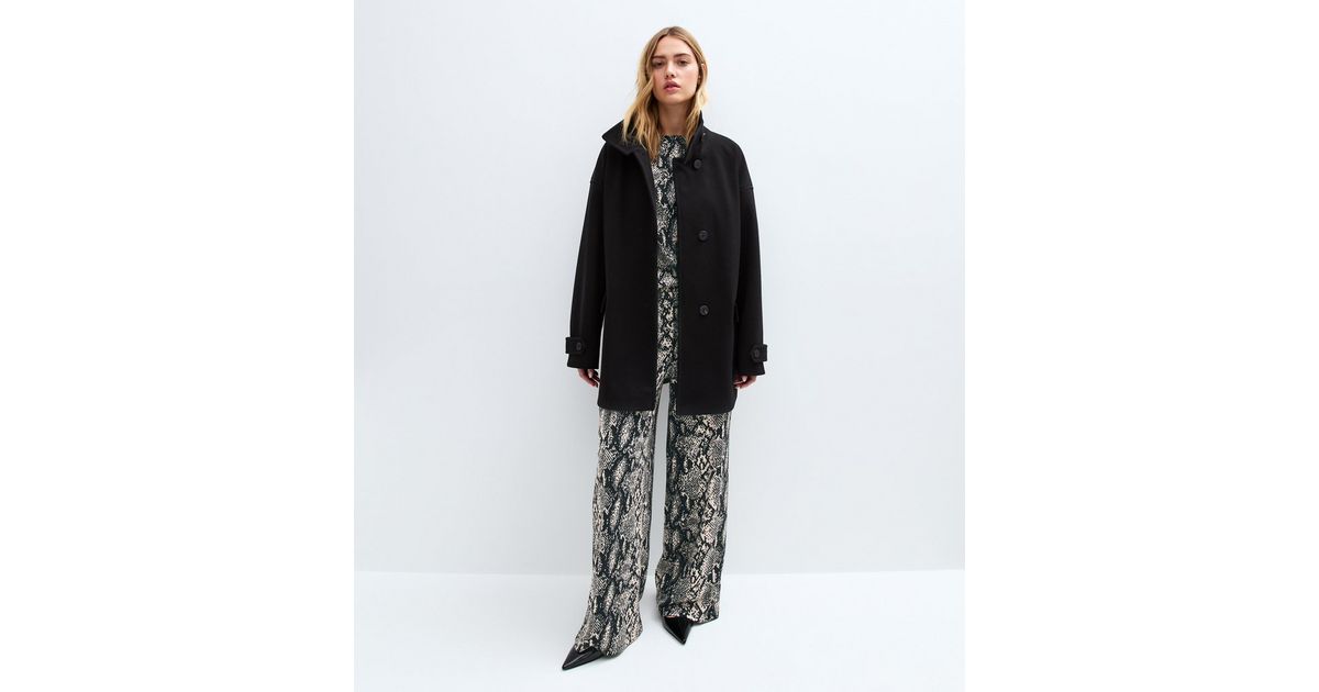 Off White Soft Touch Crinkle Textured Snake Print Trousers | New Look