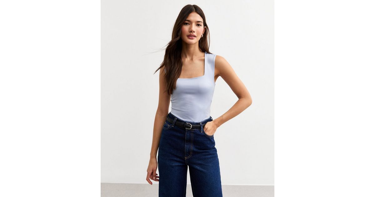 Light Blue Square Neck Bodysuit | New Look