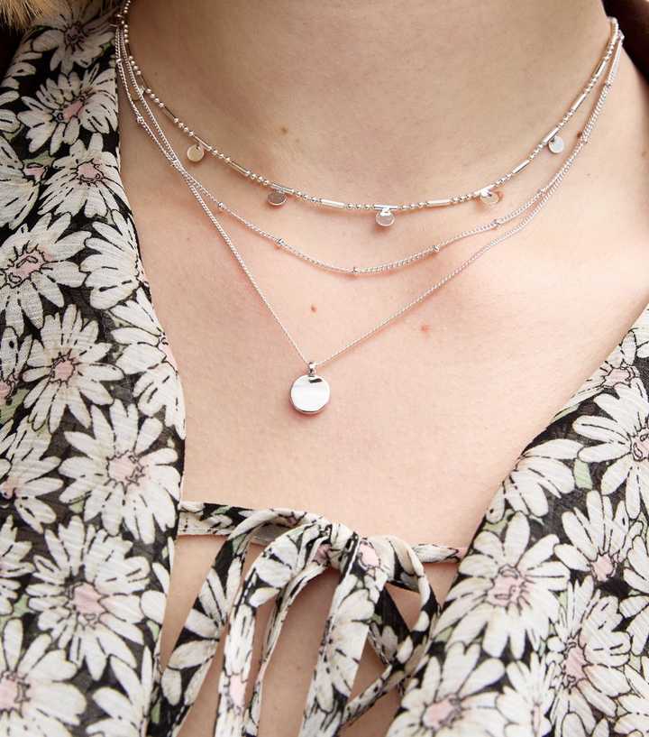 Silver Tone Layered Mini Charm Necklace | New Look