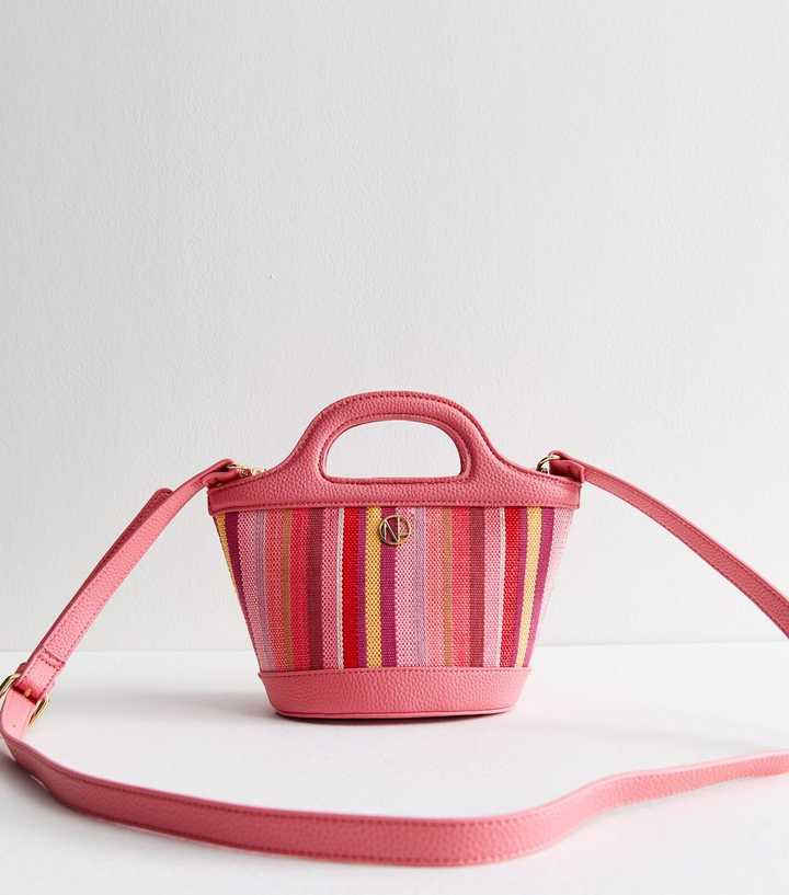 Pink Striped Canvas Mini Grab Bag | New Look