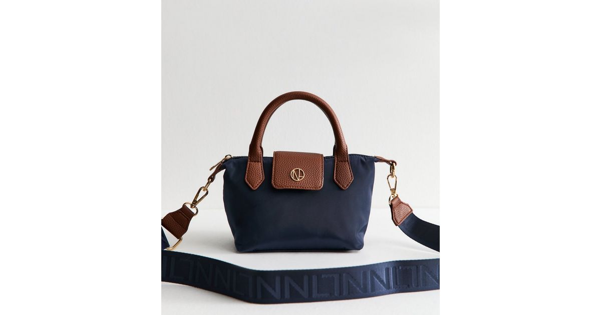 Navy Contrast Trim Mini Crossbody Bag | New Look