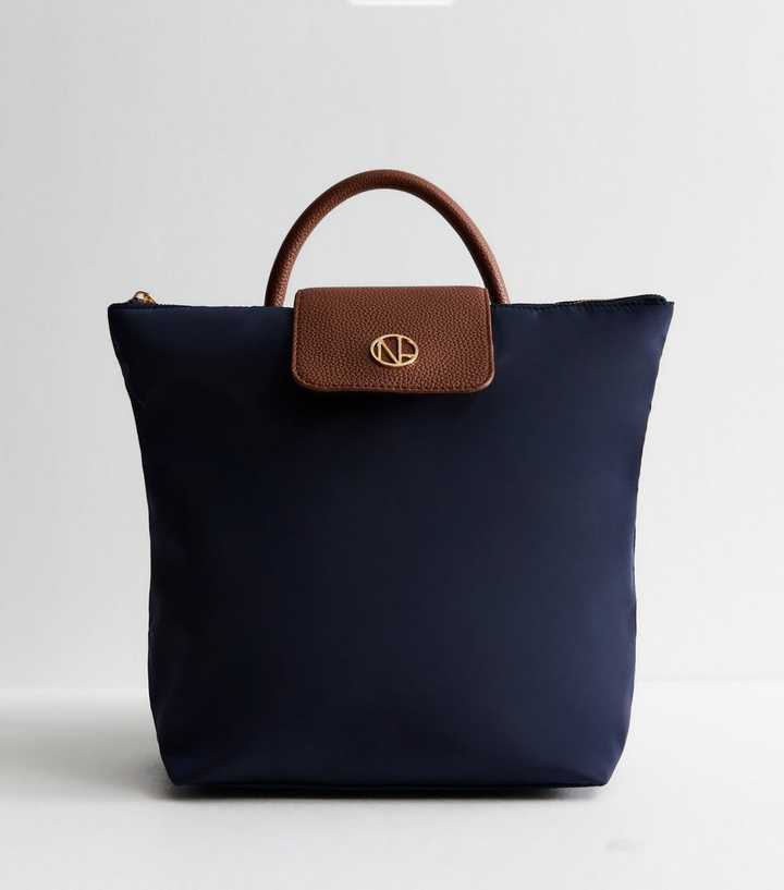 Navy Contrast Trim Backpack | New Look