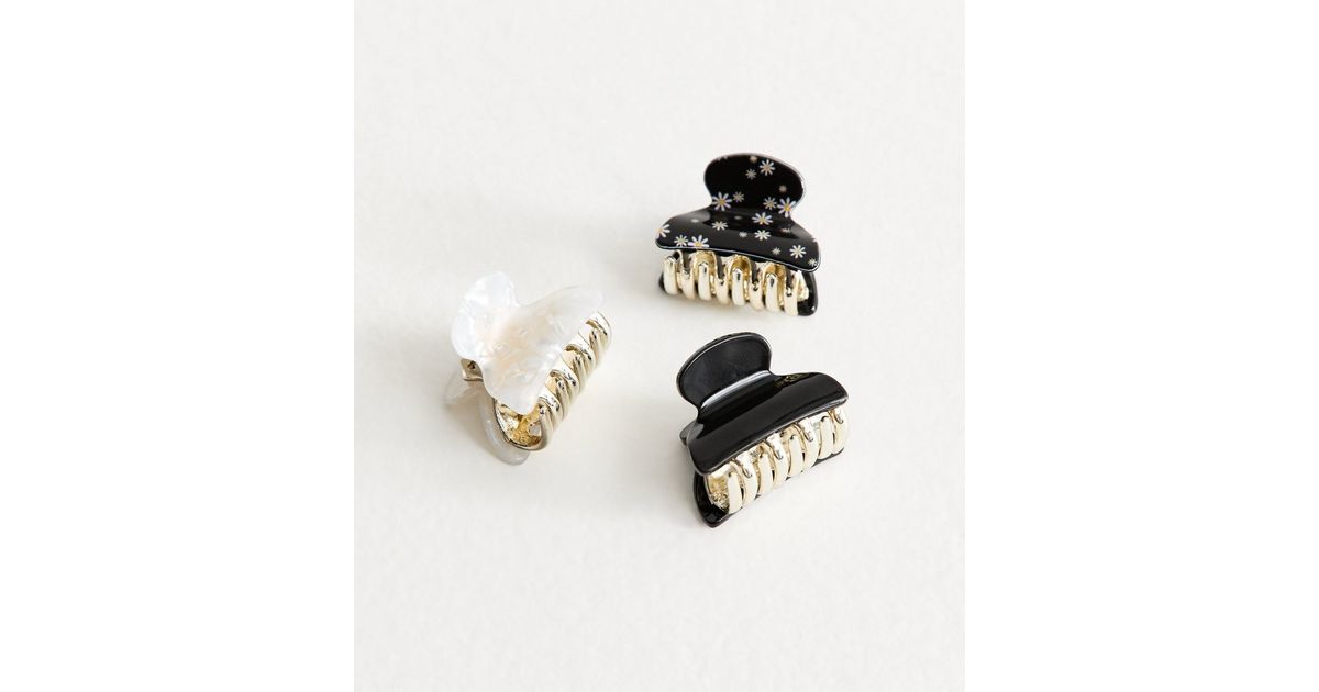 Pack of 3 Black Mini Hair Claw Clips | New Look