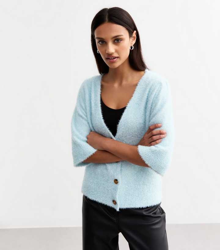 Sunshine Soul Blue Sparkly Knit Cardigan | New Look