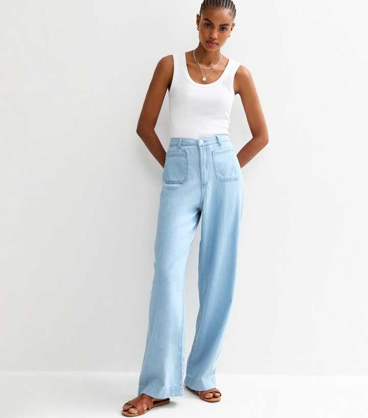 Tall Light Blue Patch Pocket Jeans | New Look