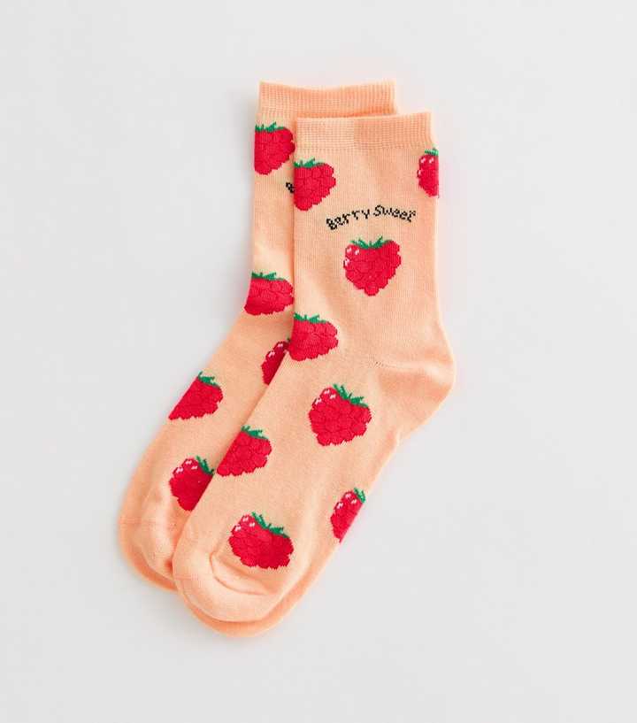 Orange Berry Sweet Raspberry Socks | New Look