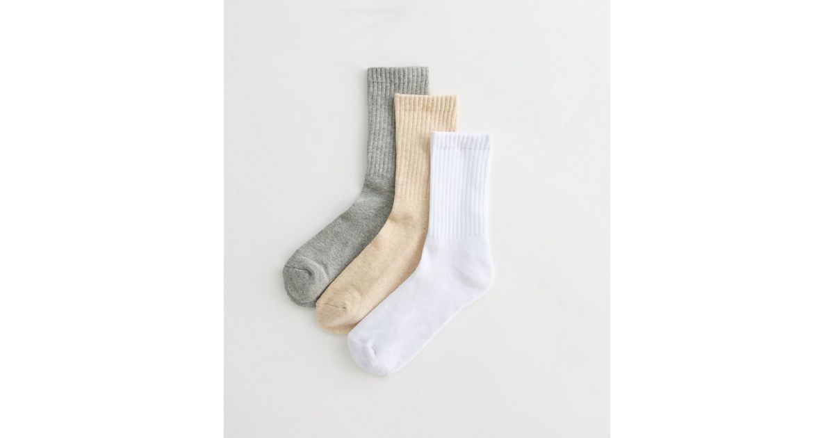 Pack of 3 Light Grey Tonal Tube Socks | New Look