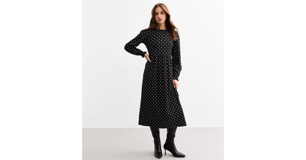 Black Diamond Pattern Smock Midi Dress | New Look
