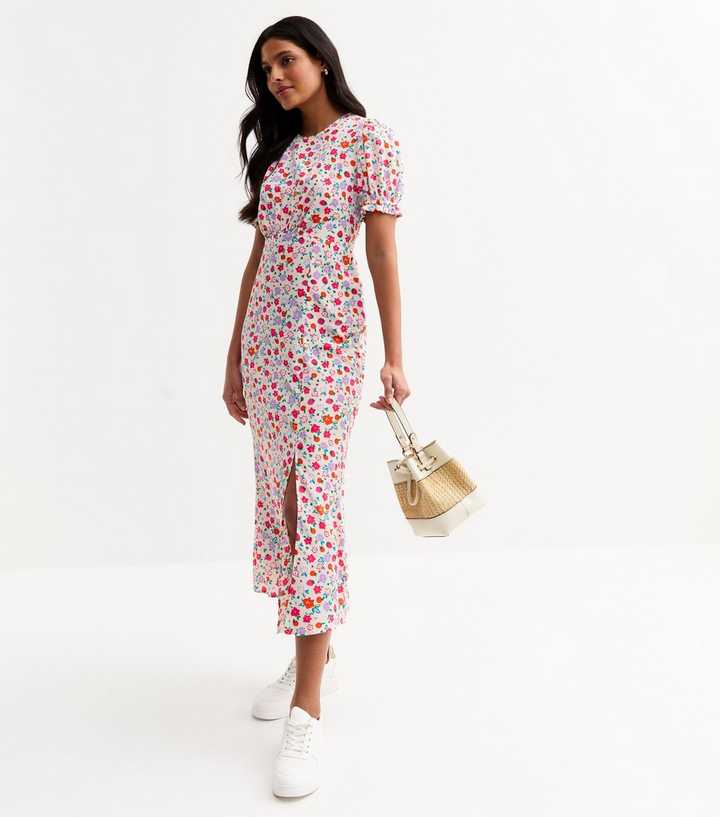 Off White Berry Print Midi Dress | New Look