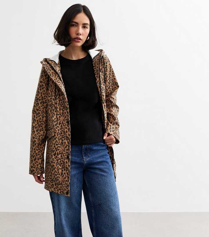 Brown Leopard Print Water Resistant Unlined Raincoat | New Look