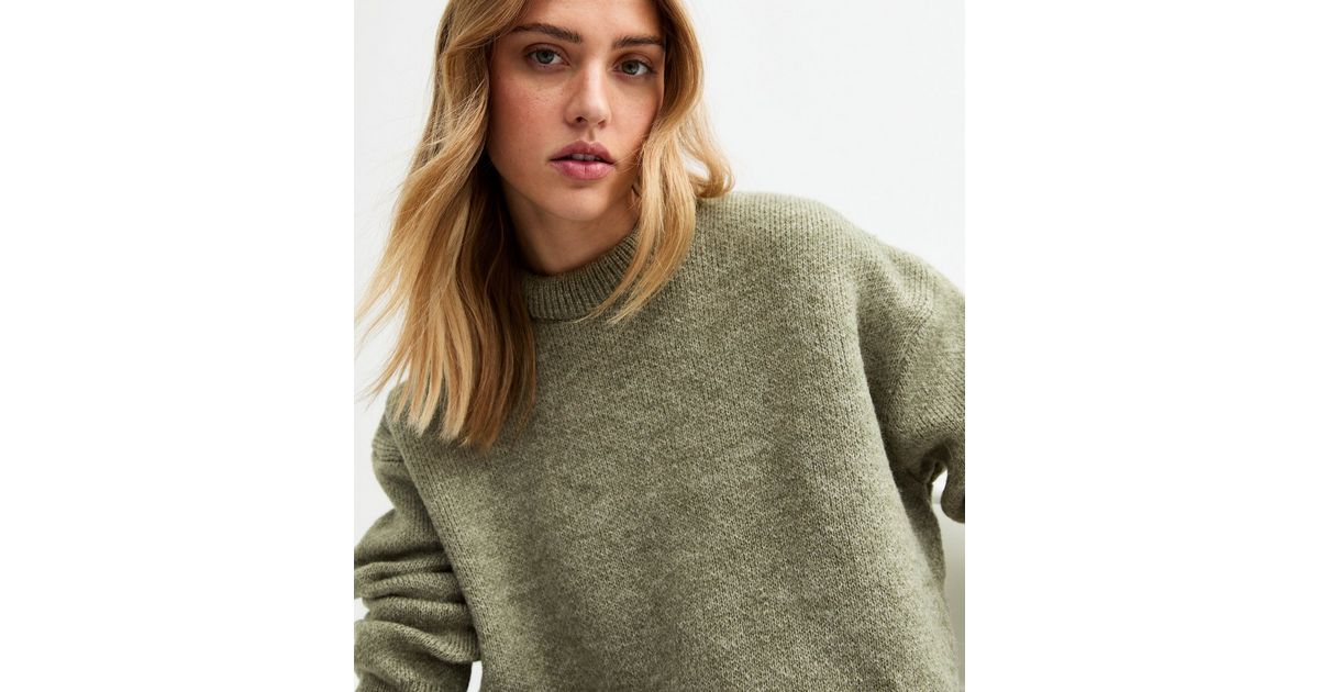 Light Green Oversized Crew Neck Jumper | New Look
