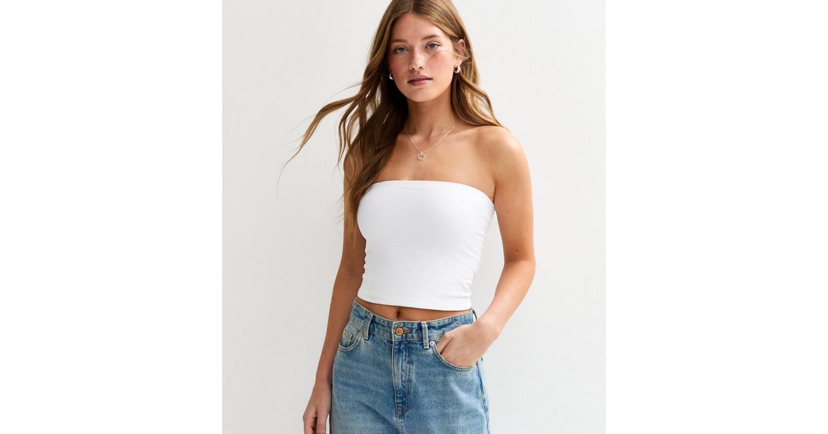 White Jersey Bandeau Top | New Look
