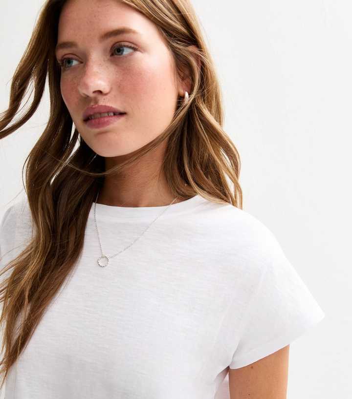 White Slit Hem Jersey Top | New Look