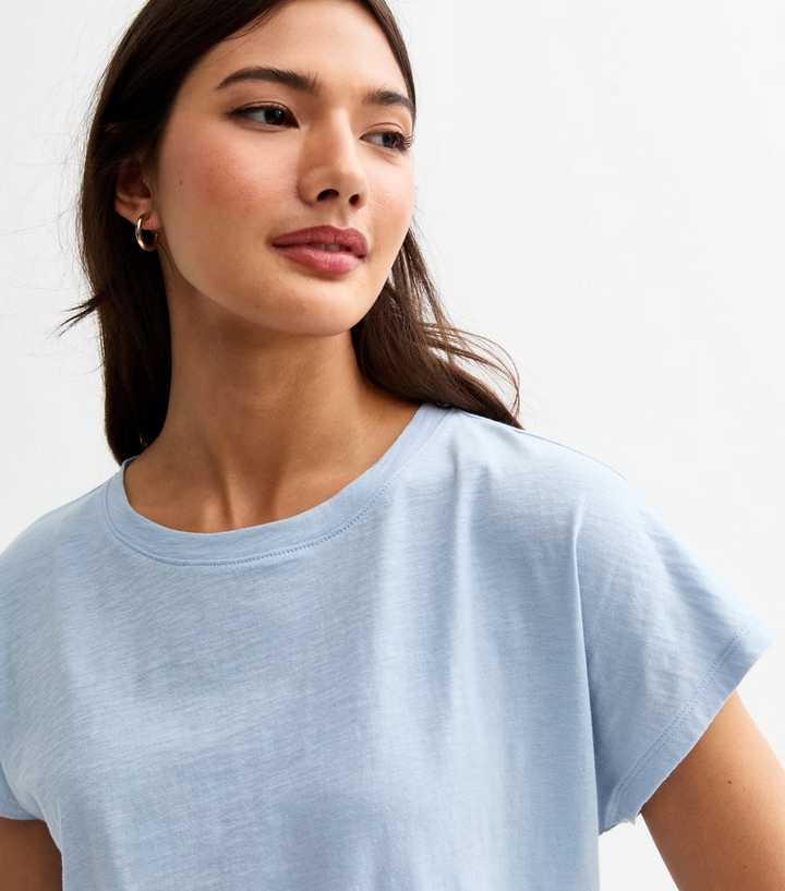 Light Blue Slit Hem Jersey Top | New Look