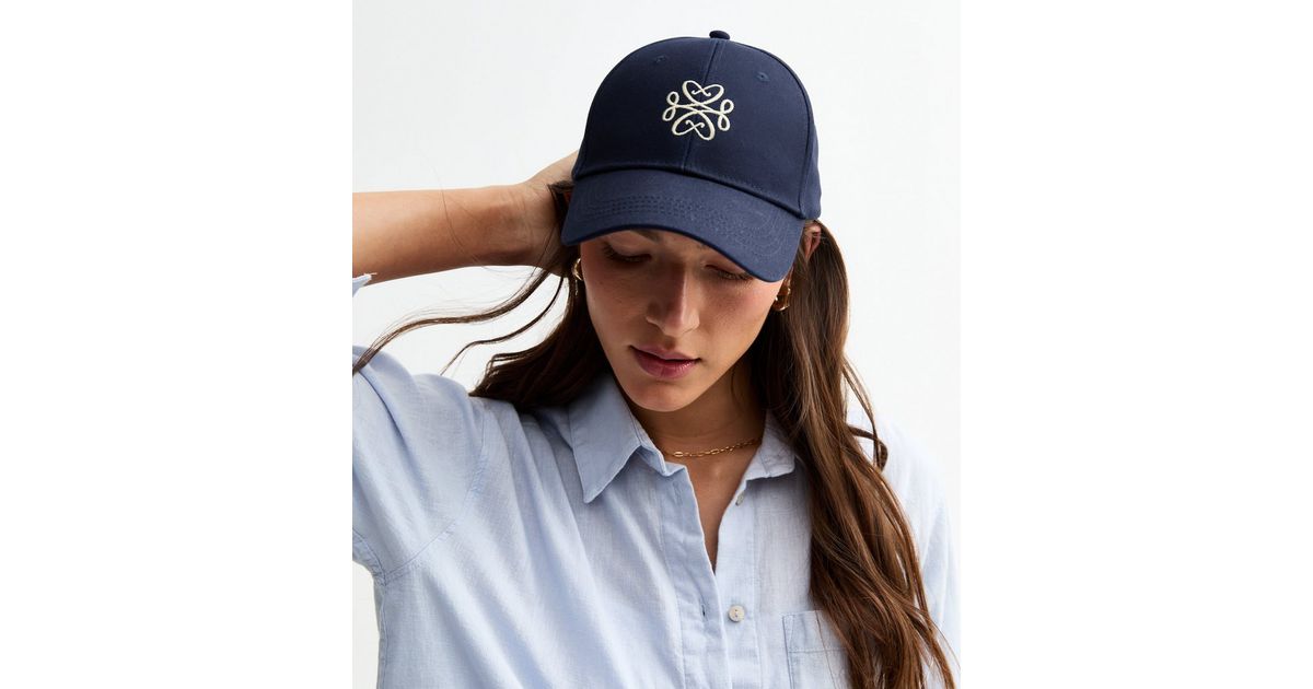 Navy Emblem Embroidered Cap | New Look