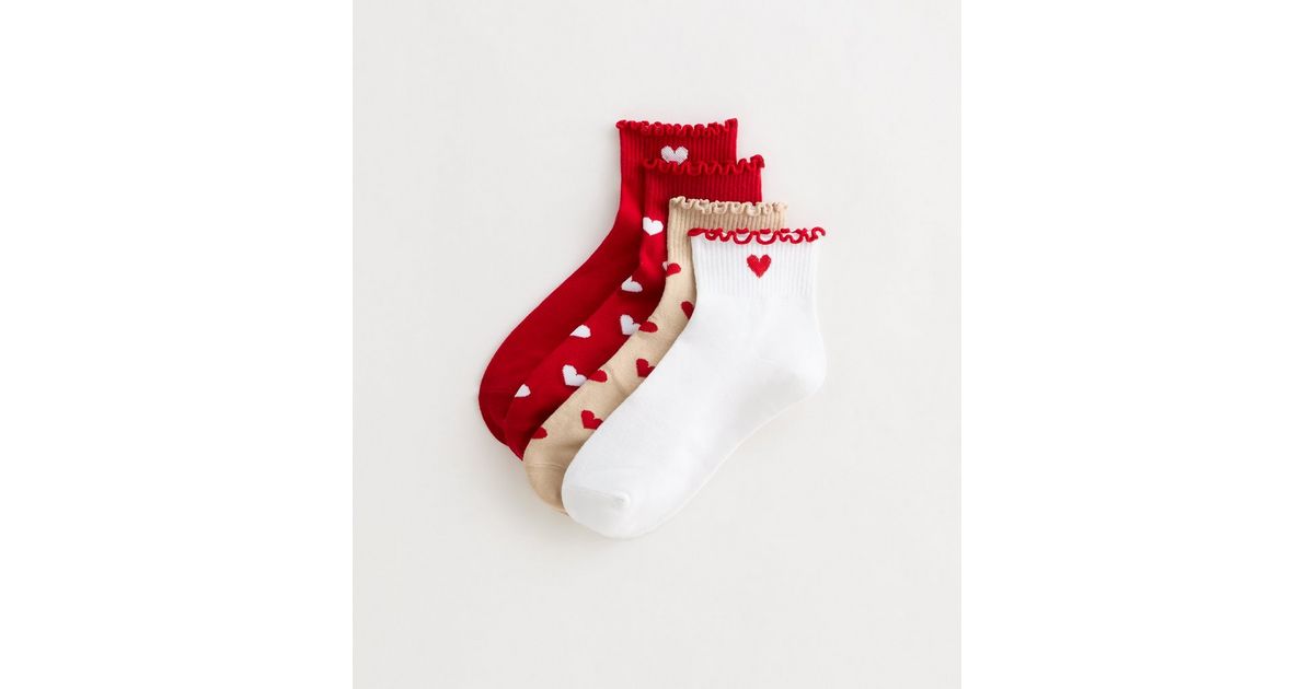 Pack of 4 Multicoloured Heart Socks | New Look