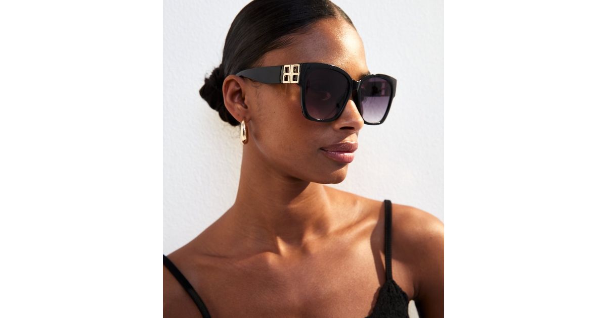 Black Square Frame Sunglasses | New Look