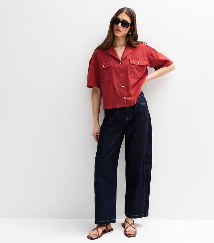 Red Oversized Boxy Fit Shirt | New Look